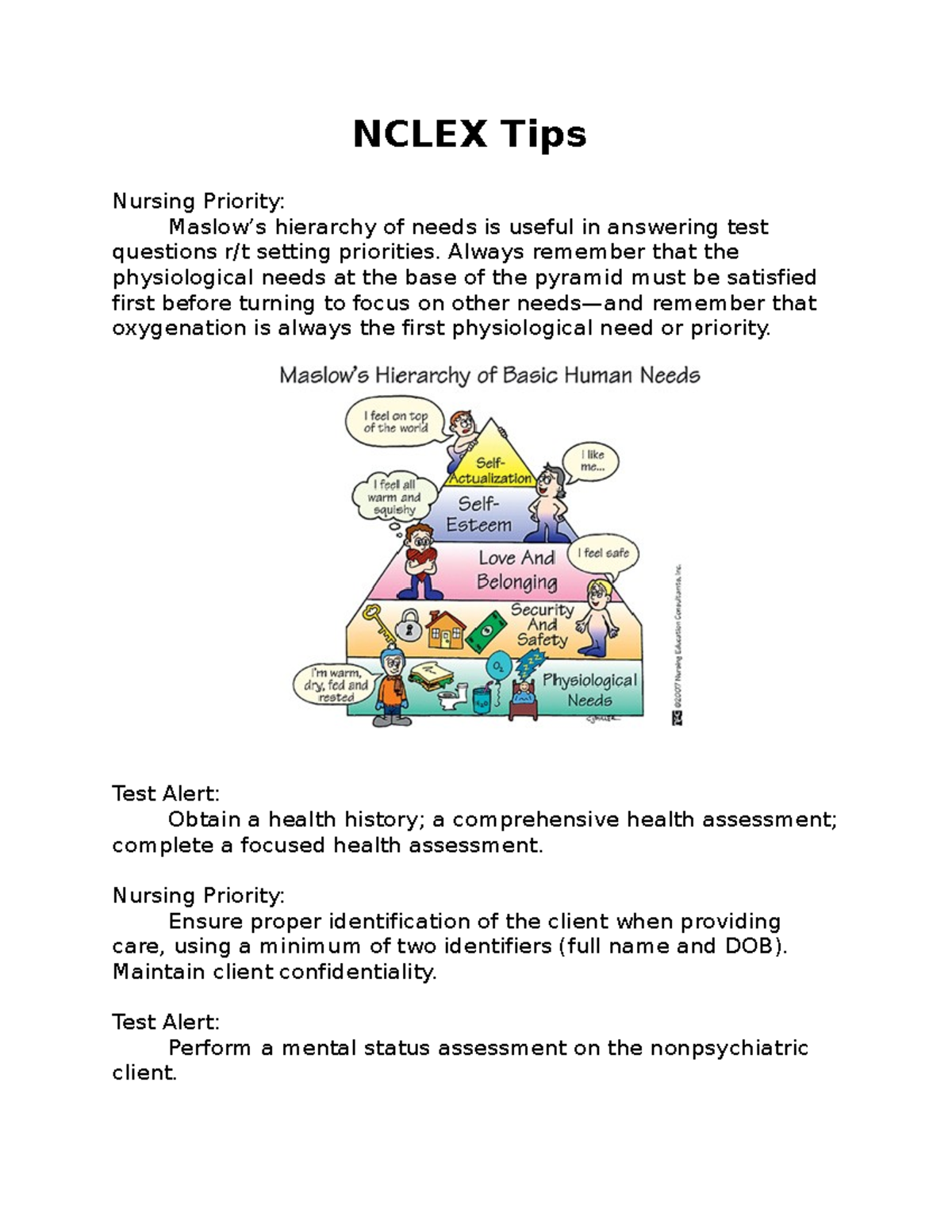 Nclex Tips - C493 - WGU - Studocu