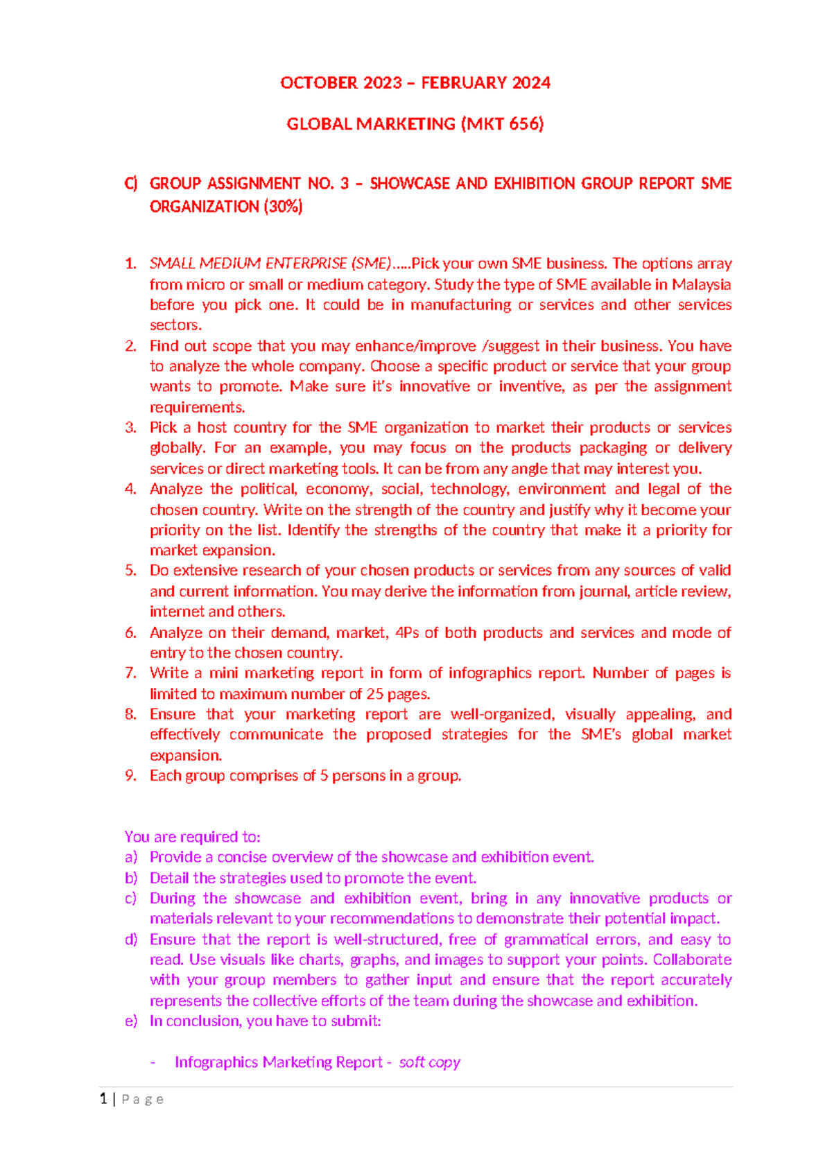 Showcase & Exhibition Group SME Organization - OCTOBER 2023 – FEBRUARY ...