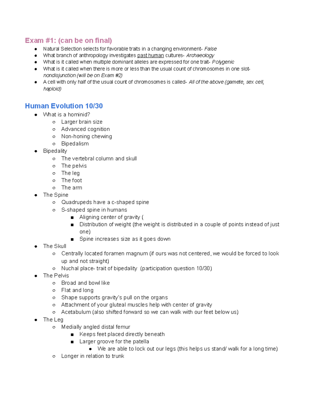 Anthropology 101 Unit 3 Notes - Exam #1: (can be on final) Natural ...