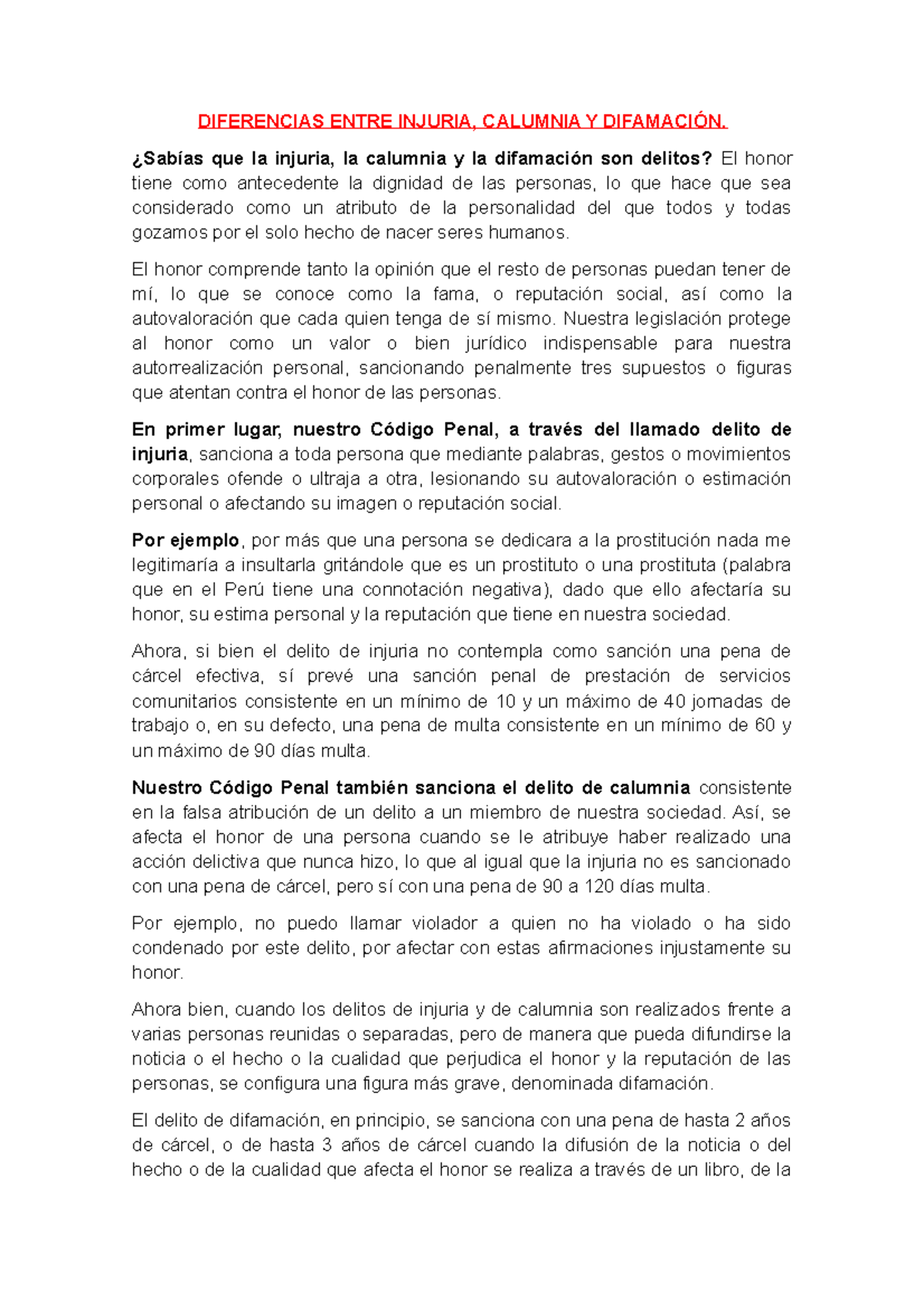 Diferencias Entre Injuria - DIFERENCIAS ENTRE INJURIA, CALUMNIA Y DIFAMACIÓN. ¿Sabías que la ...