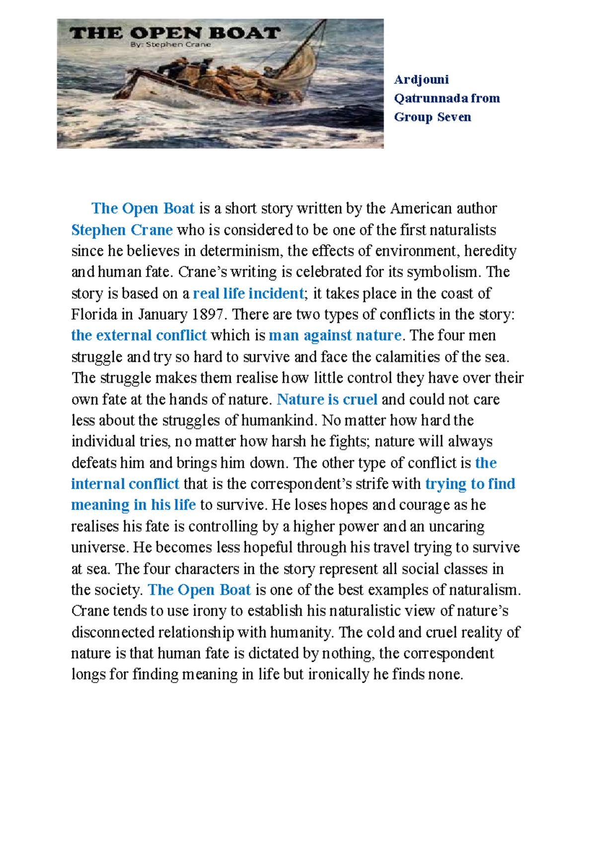 The open boat - gyuijhhhjk - Ardjouni Qatrunnada from Group Seven The ...