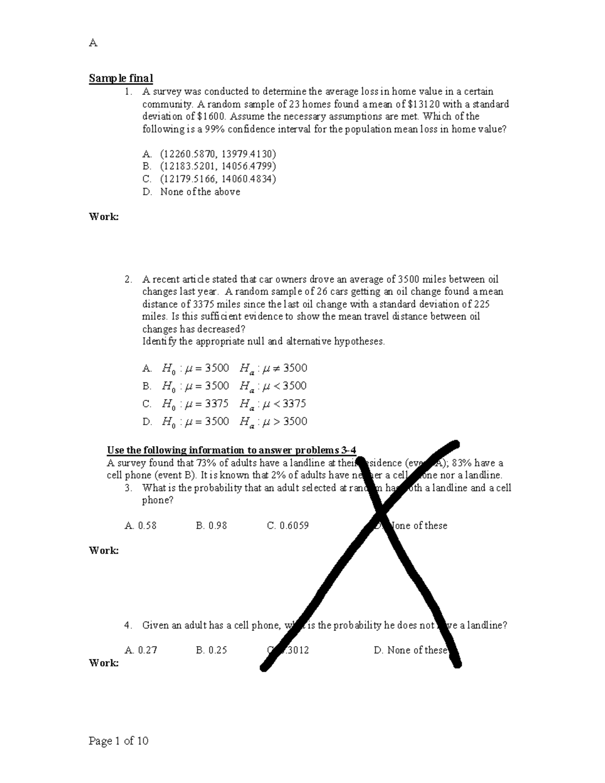 119 sample final EC - Sample final A survey was conducted to determine ...