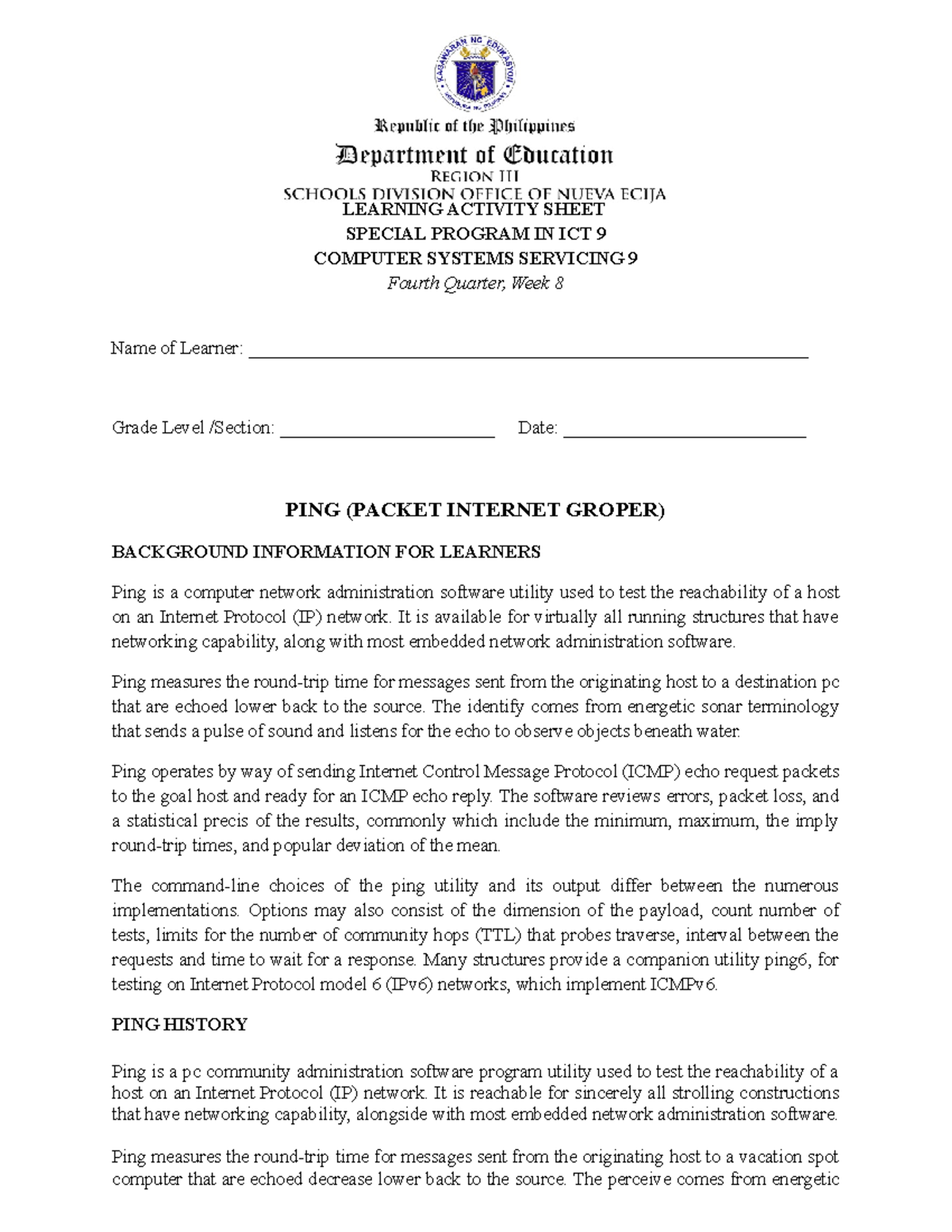 Q4-Week-8-Programmiing CourseComputer Programming Summative Exam - LEARNING ACTIVITY SHEET ...