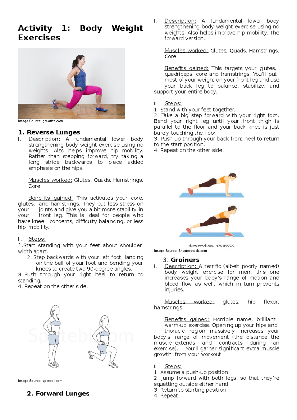 Body Weight Exercises - Activity 1: Body Weight Exercises Image Source ...