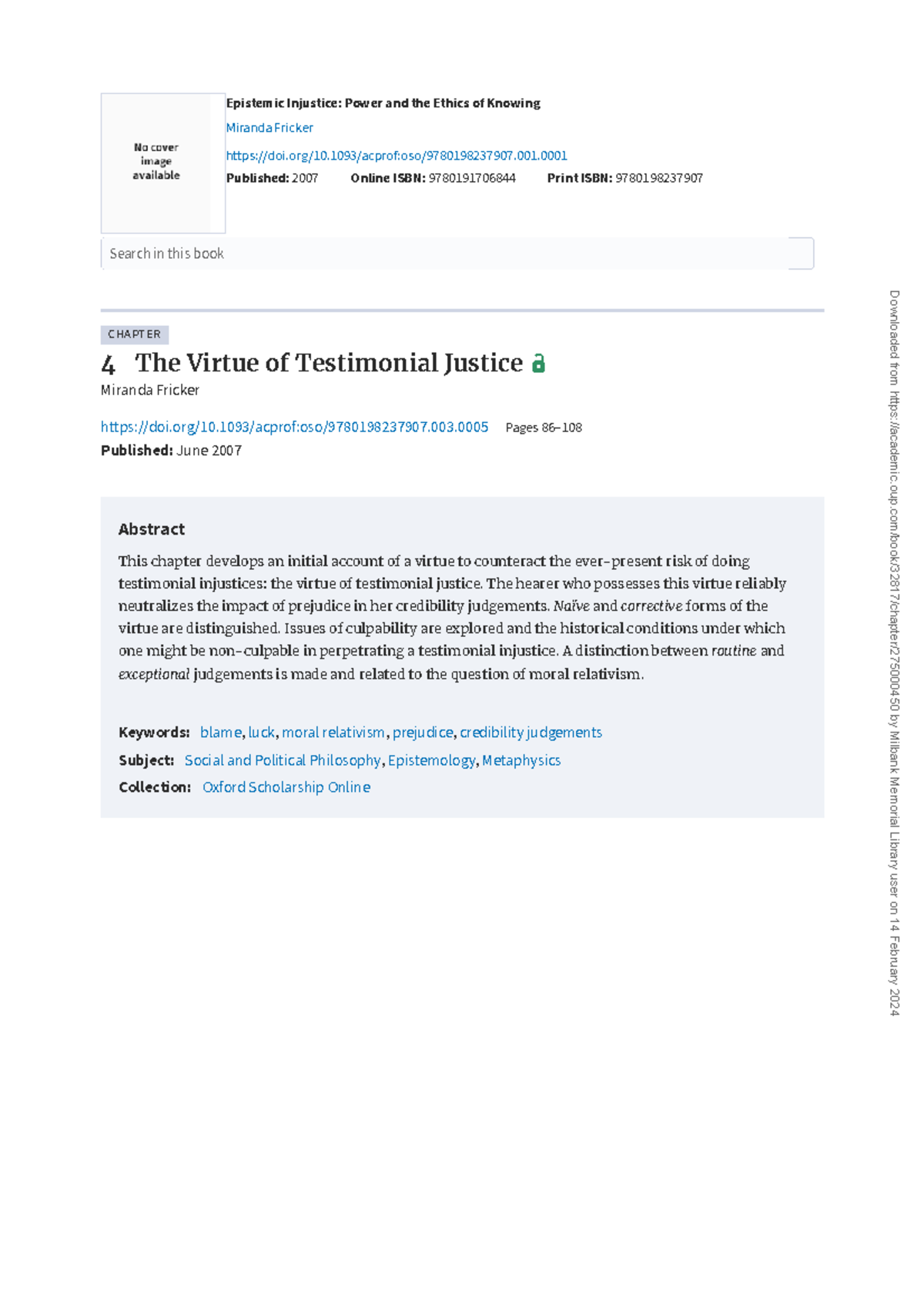 CH2 - anthropology related - Epistemic Injustice: Power and the Ethics ...