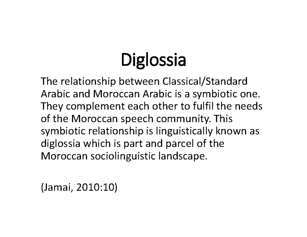 culture american - Diglossia The relationship between Classical ...