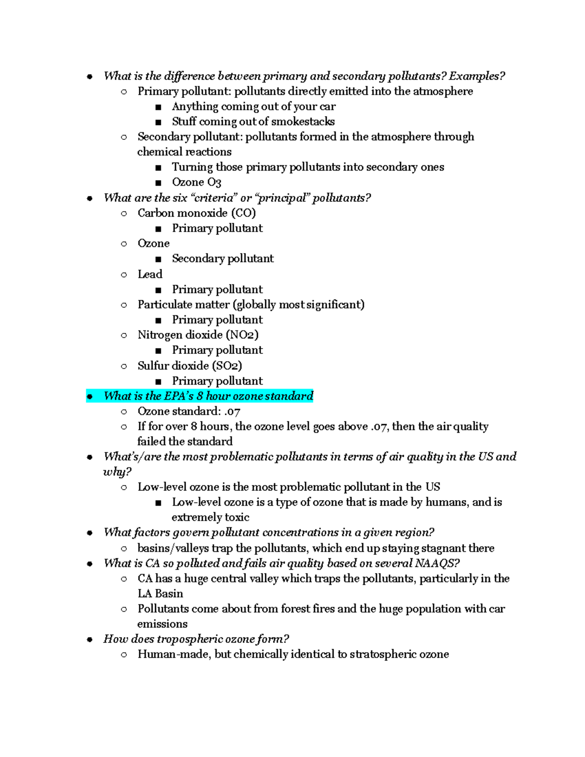 Env exam 2 review - in class lecture points and major ideas compiled into one comprehensive ...