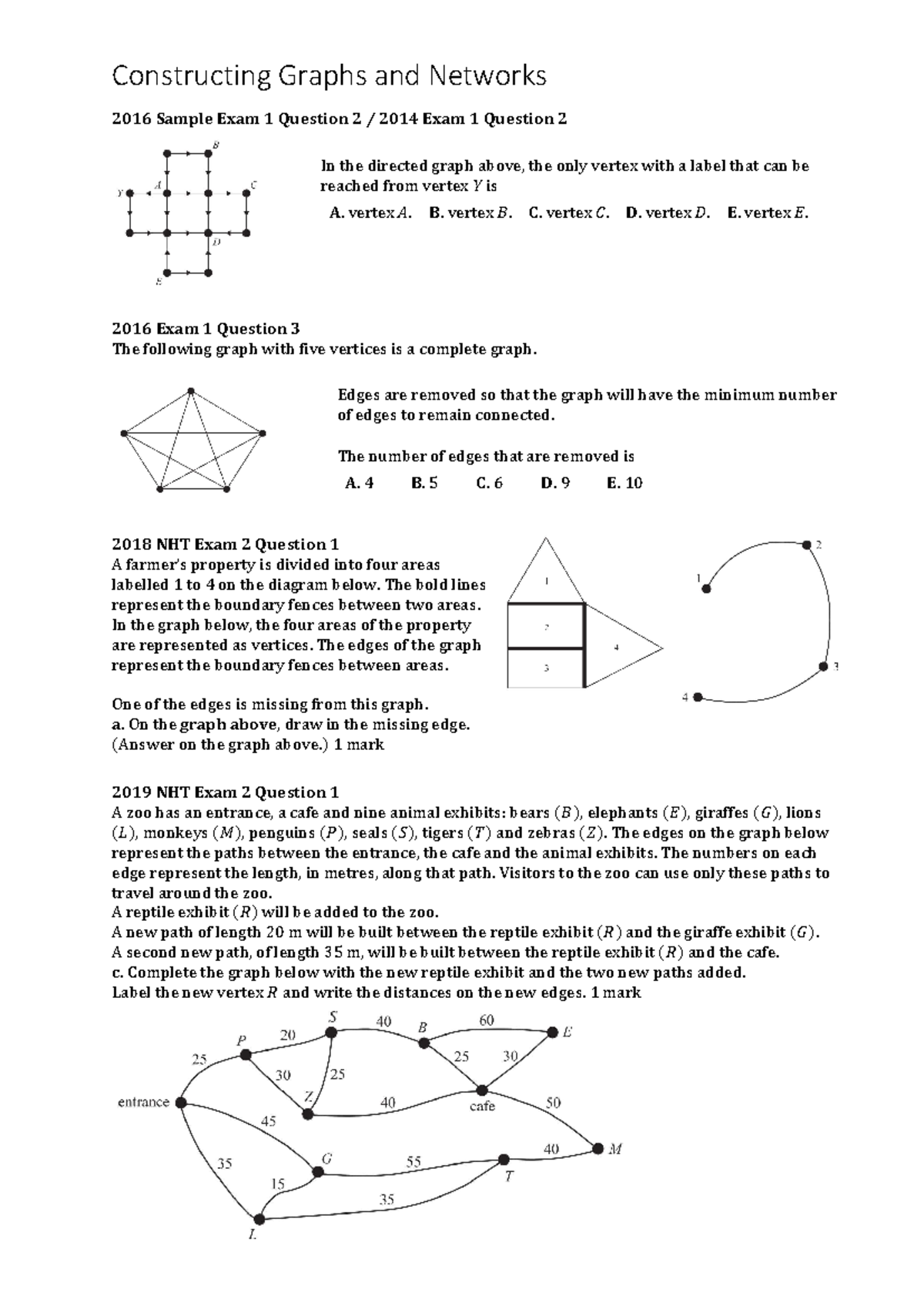 Constructing Graphs and Networks EXAM QUESTIONS - 2016 Sample Exam 1 ...