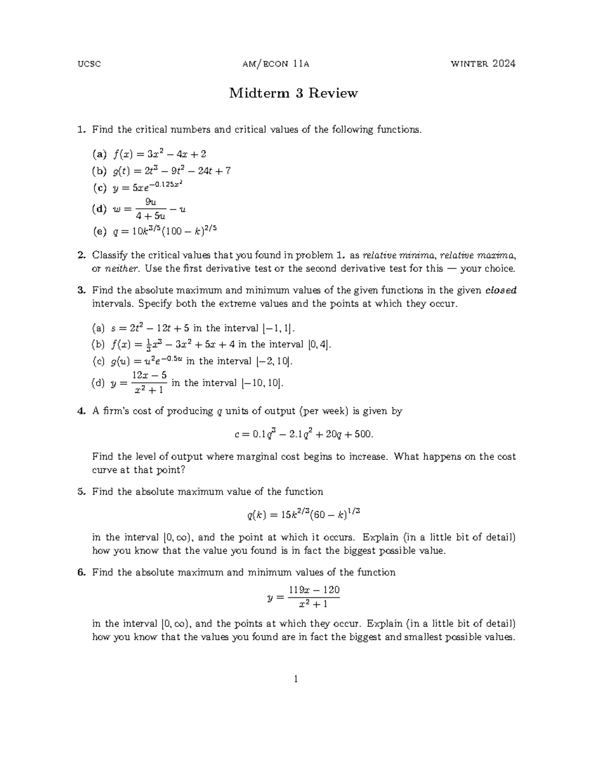 11AM3rev - aksjdncadcjn - ucsc am/econ 11a winter 2024 Midterm 3 Review ...