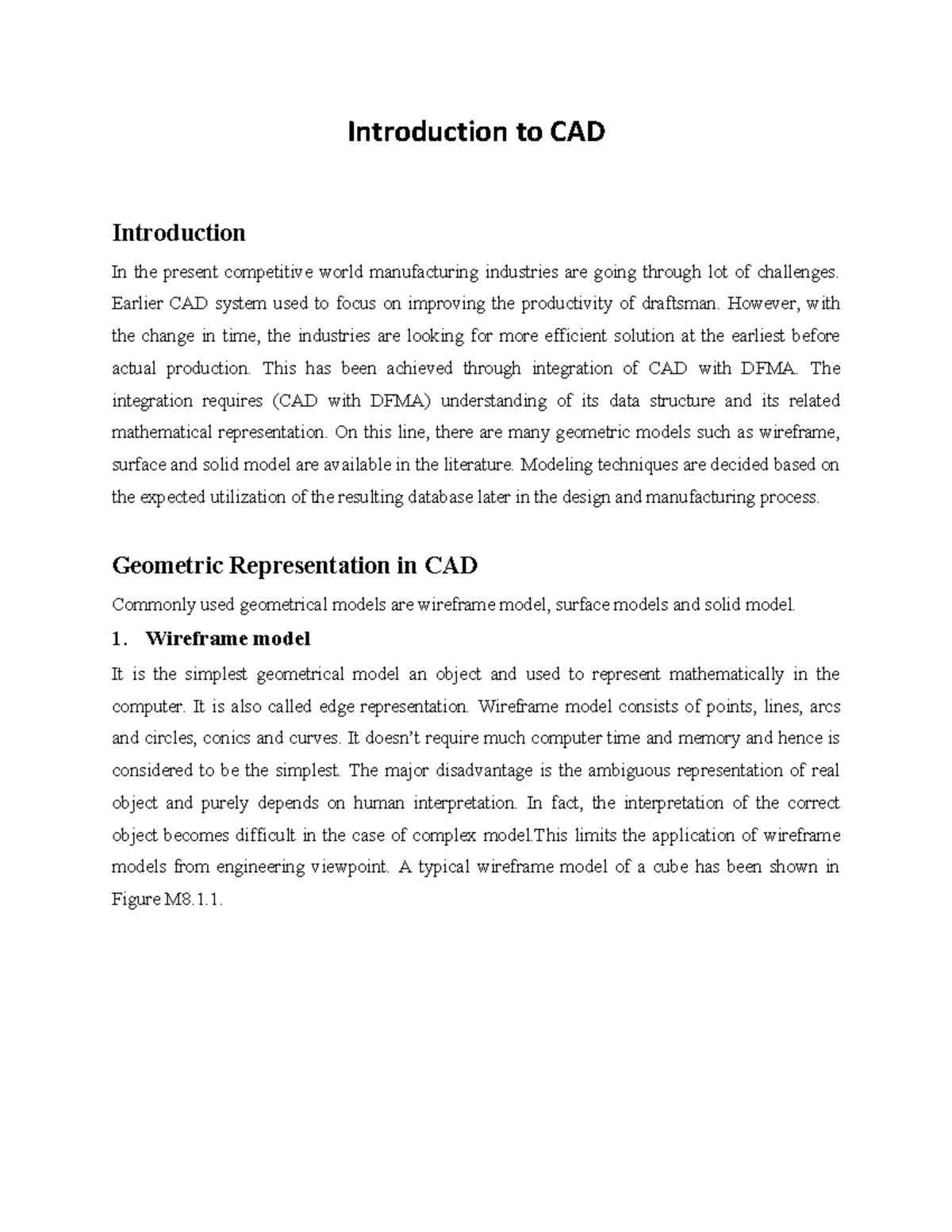 CAD - Generating Basic Models and Theory - Introduction to CAD ...