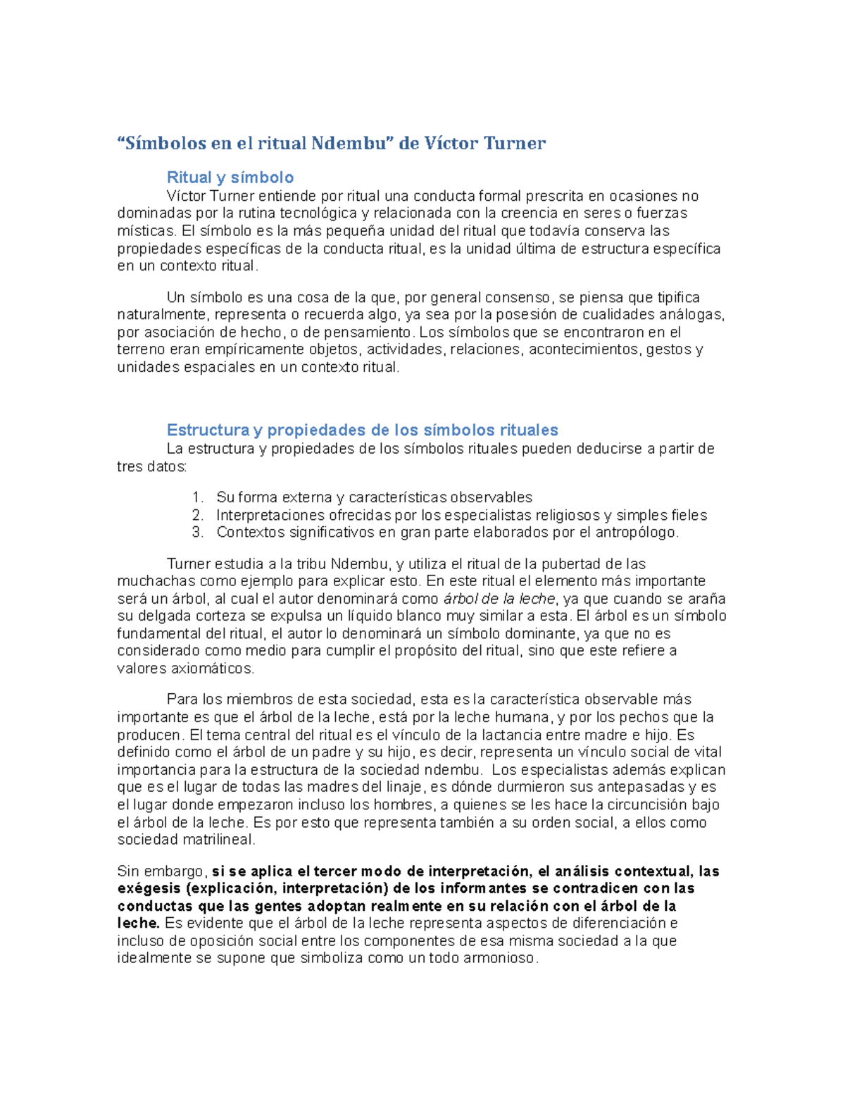 Símbolos en el ritual Ndembu por Victor Turner - “Símbolos en el ritual ...