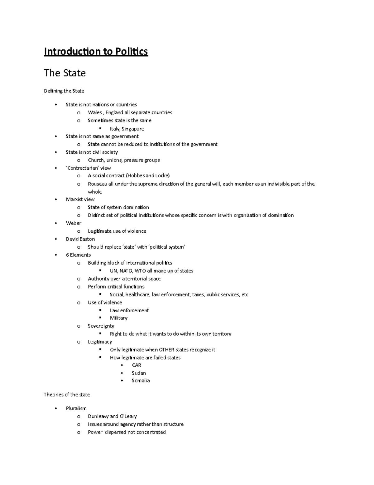 Lecture 07 The State - Introduction to Politics The State Defining the ...