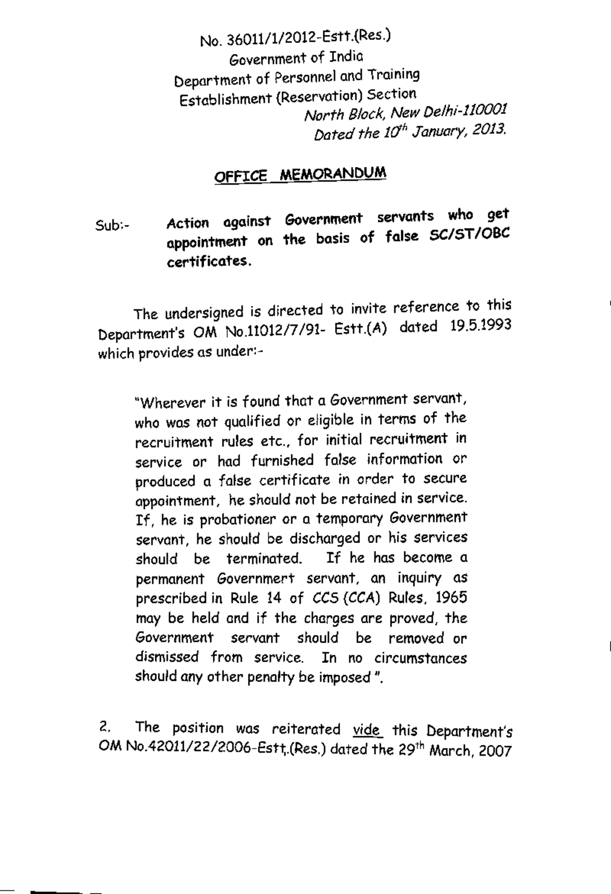 Certificate - ddddj - No. 36011/1/2012-Estt.(Res.) Governmentof India ...