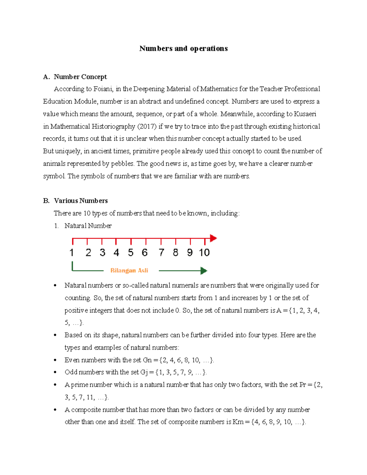 Comparison group 6 Numbers and operations - Numbers and operations A ...