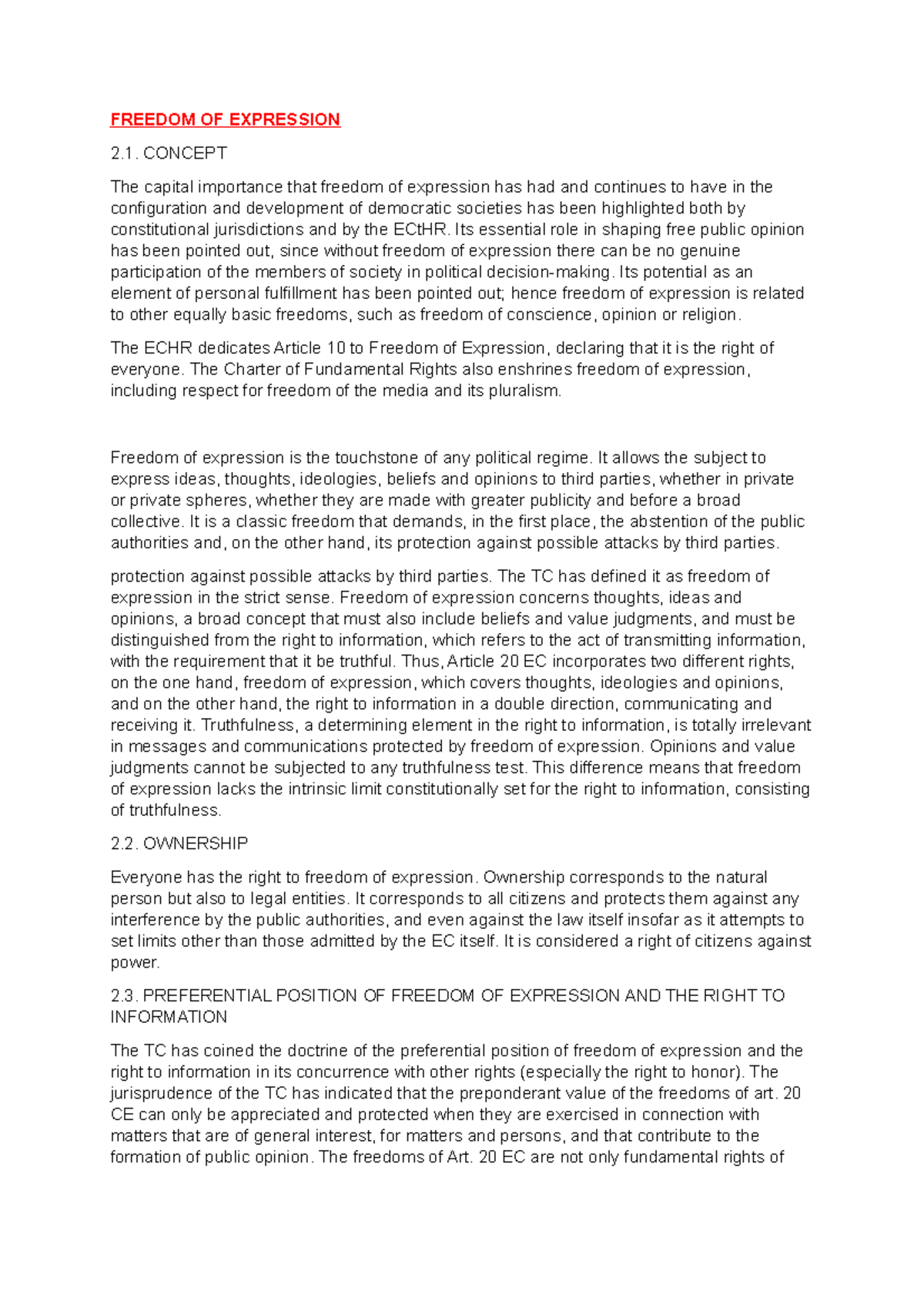Freedom OF Expression 2 - FREEDOM OF EXPRESSION 2. CONCEPT The capital ...