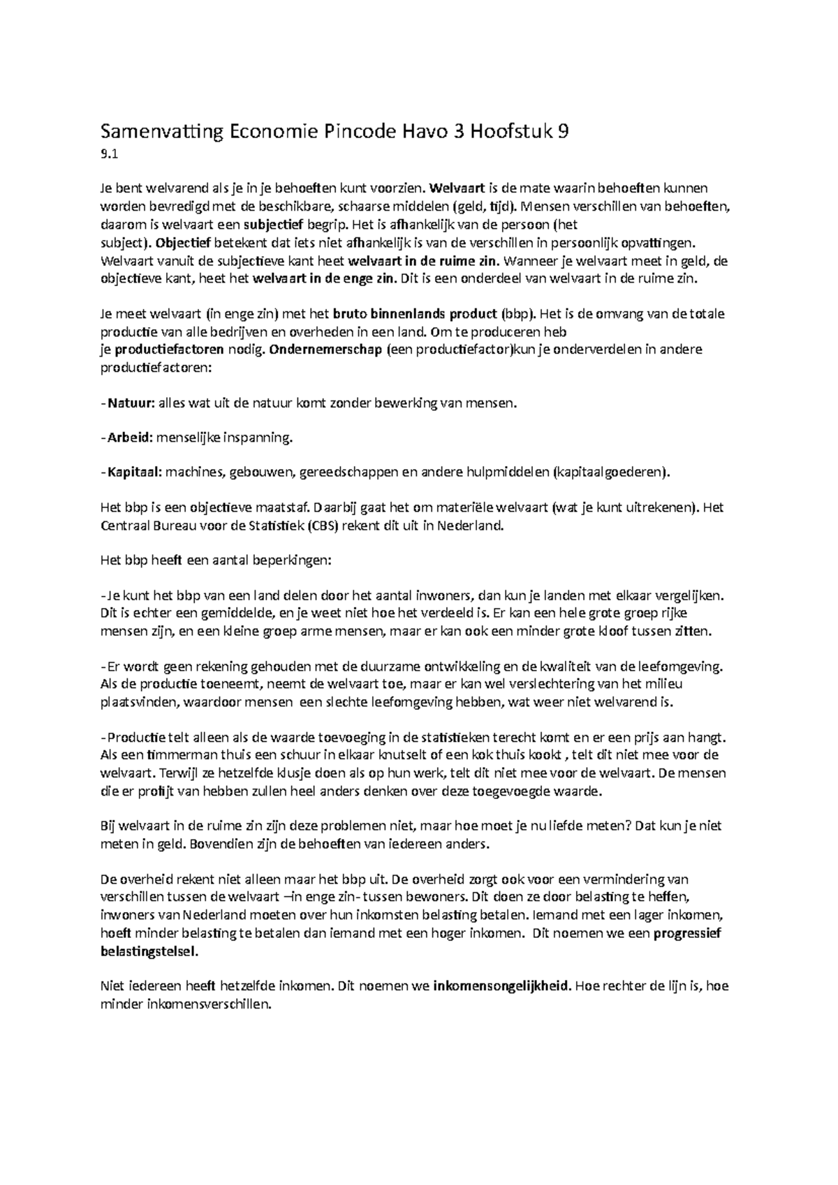 CP Ec samenvatting - Samenvatting Economie Pincode Havo 3 Hoofstuk 9 9 ...