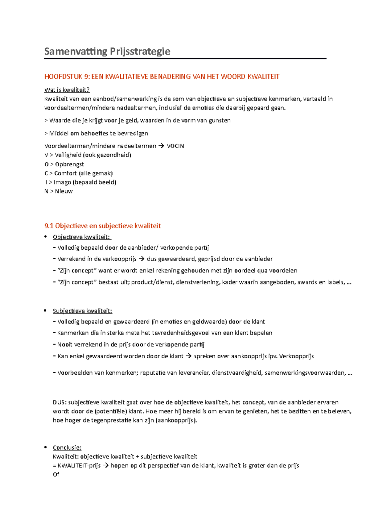 Samenvatting Prijsstrategie - Samenvatting Prijsstrategie HOOFDSTUK 9 ...