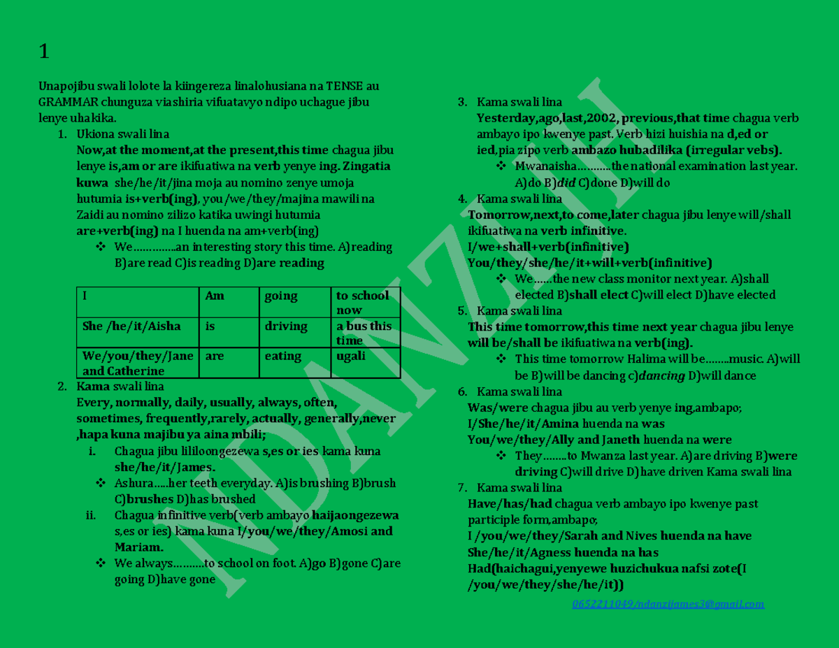 English Formula - Unapojibu swali lolote la kiingereza linalohusiana na ...