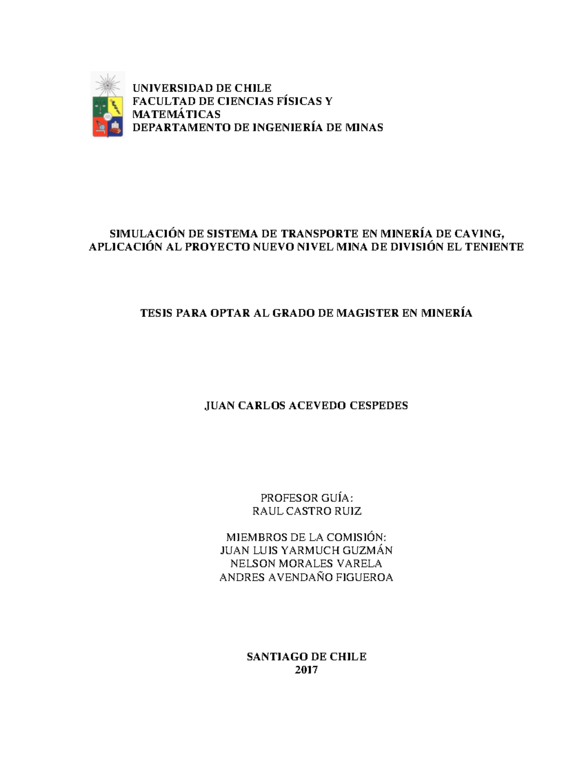 Simulacion de sistema de transporte en Mineria de Caving Aplicacion al ...