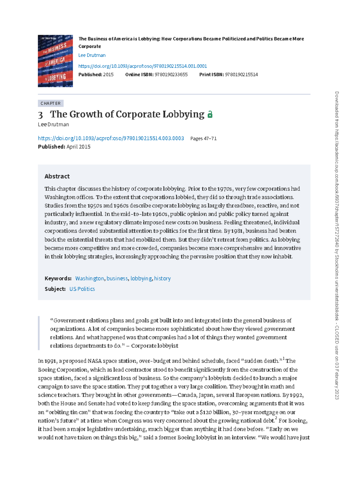 The Growth of Corporate Lobbying (Drutman) - The Business of America is ...