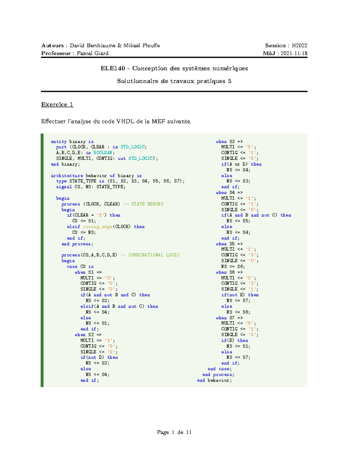 STP5 - Correction Tp5 - Auteurs : David Berthiaume & Mikaël Plouffe Session : H Professeur ...