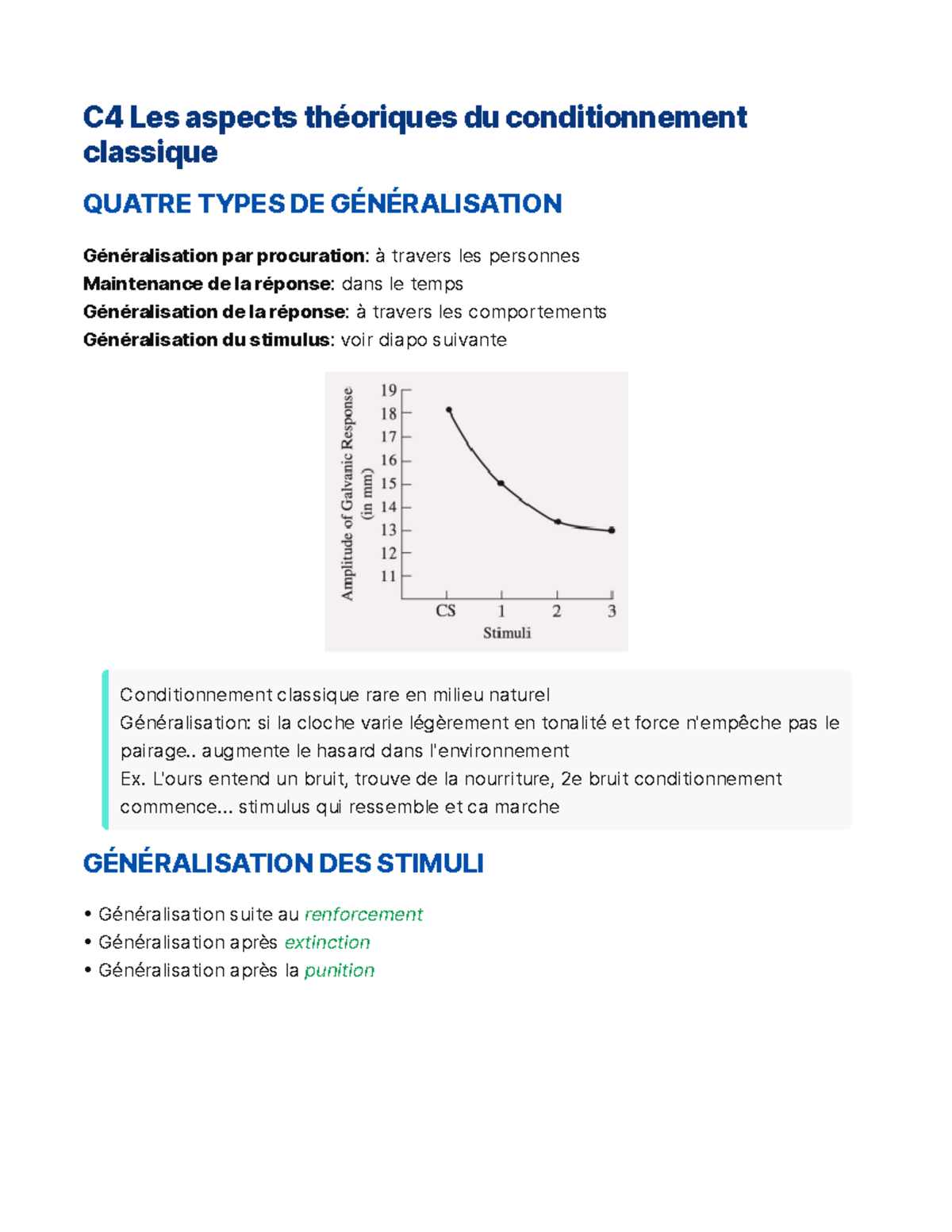 C4 Les aspects théoriques du conditionnement classique - Généralisation ...