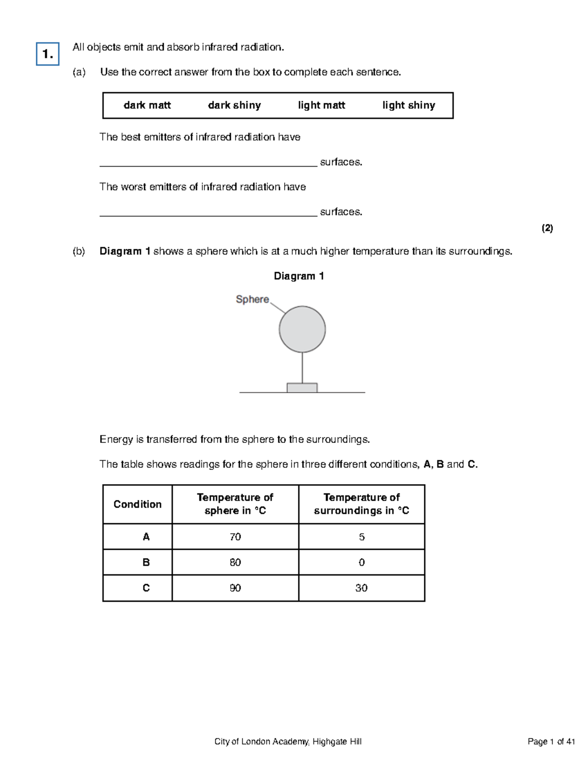 Y11 Mock Exam Revision List Questions - All objects emit and absorb ...