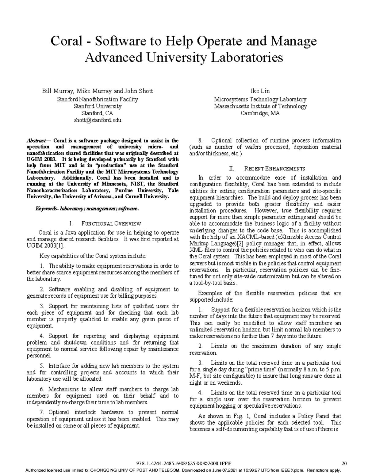 Coral - Software to Help Operate and Manage Advanced University ...