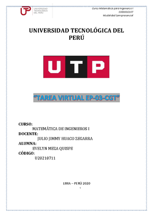 (ACV-S03) Tarea Calificada 1 EP1 - Matemática para Ingenieros 2 - Studocu