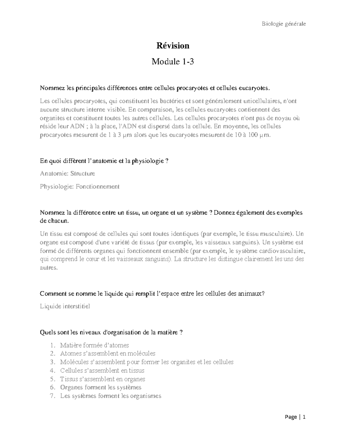 Révision du Module 1-2-3 - Révision Module 1- Nommez les principales ...
