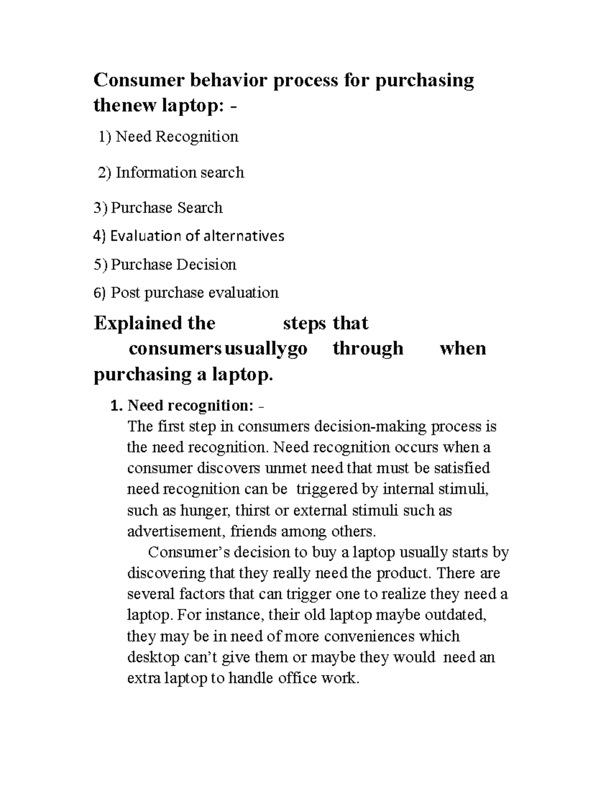New laptop Purches - Consumer behavior process for purchasing the new ...