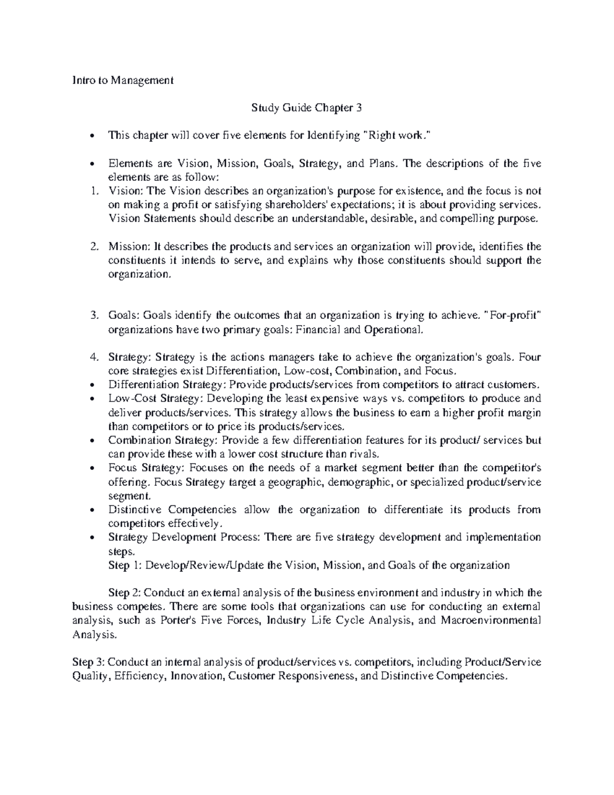 Study Guide Chapter 3 - Intro to Management Study Guide Chapter 3 This ...