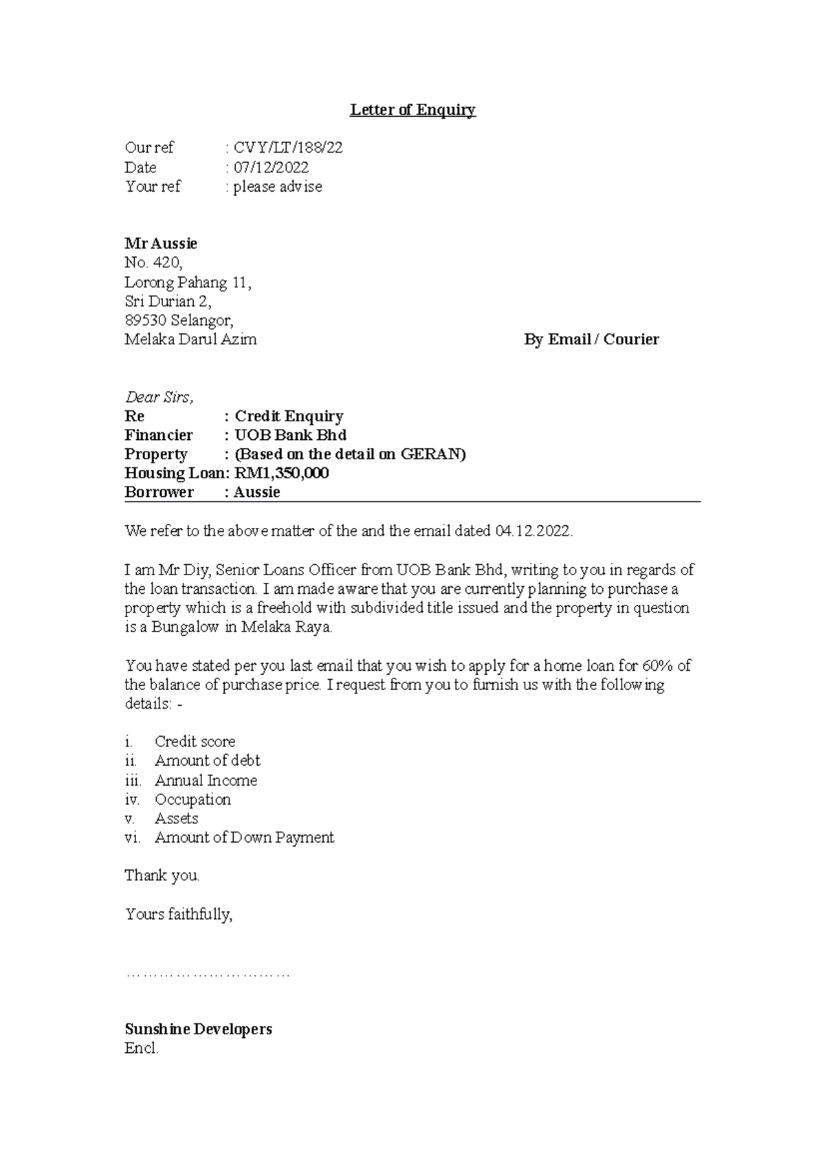 Letter of Enquiry - LAW OF EVIDENCE I TUTORIAL 4 1. Section 2 of the ...