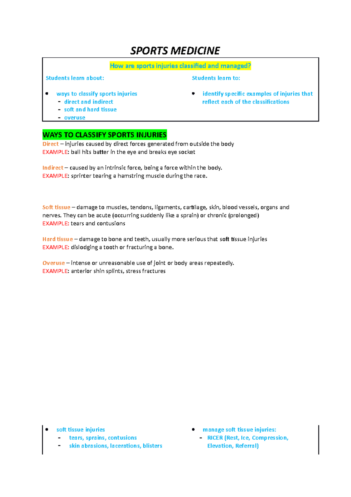 Sports Medicine - SPORTS MEDICINE How are sports injuries classified ...