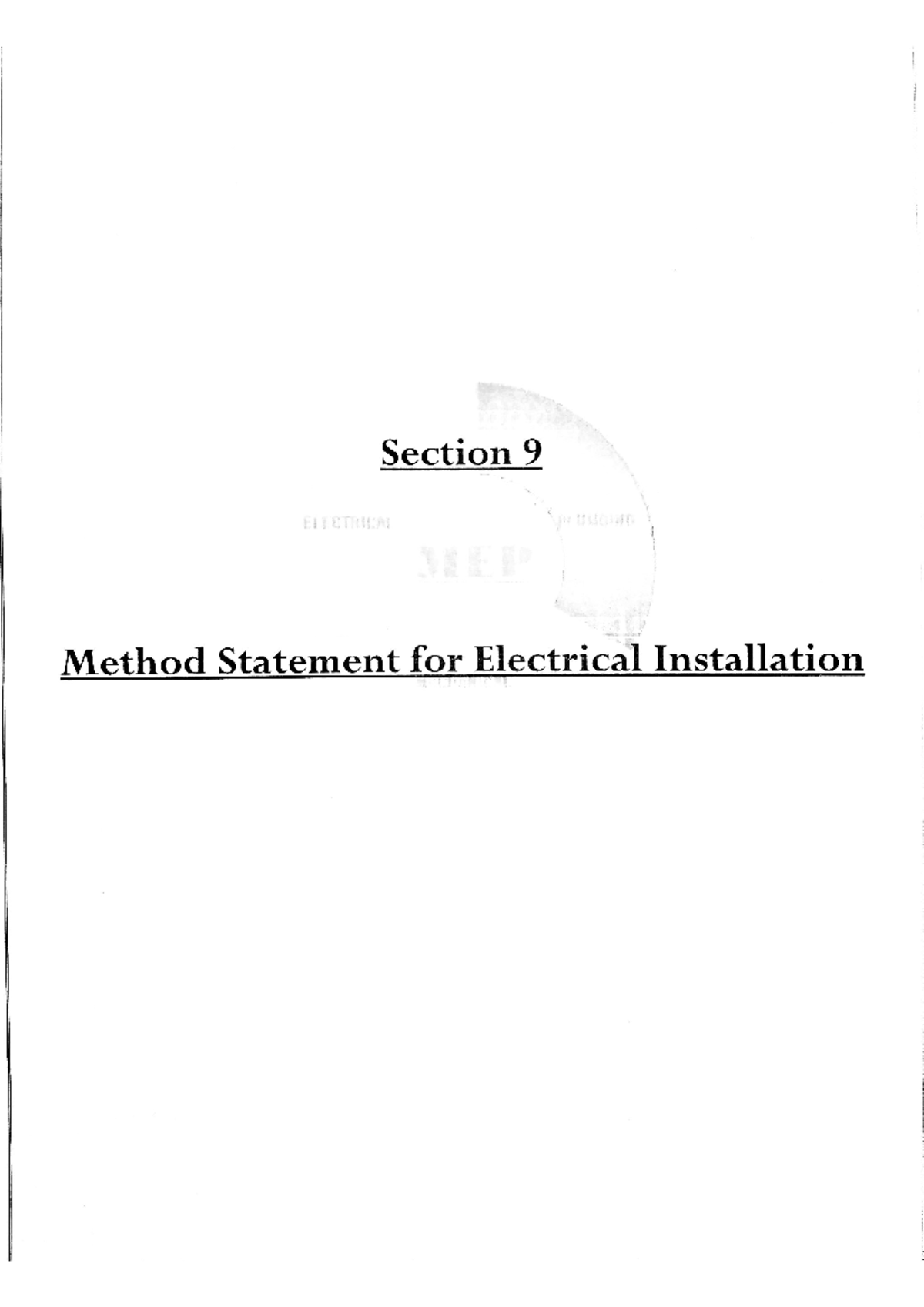 Electrical Method Statement - Electronics & Communication Engineering ...