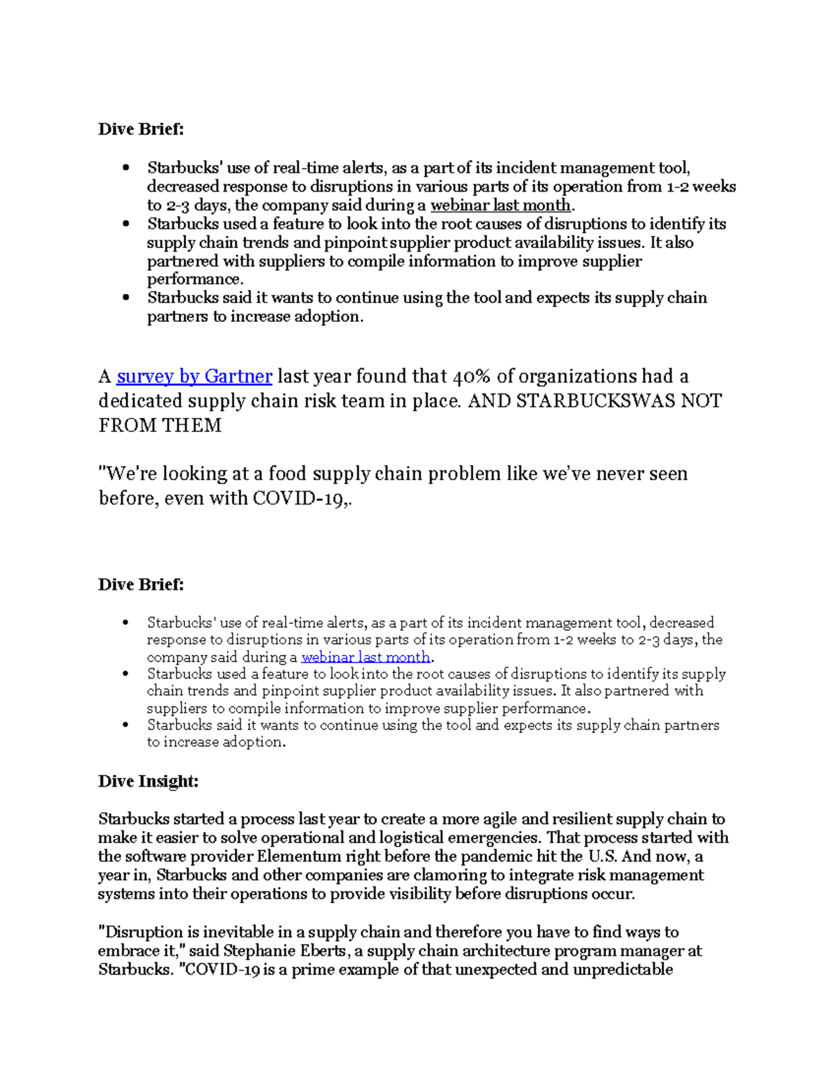 Dive Brief business - Dive Brief: Starbucks' use of real-time alerts ...