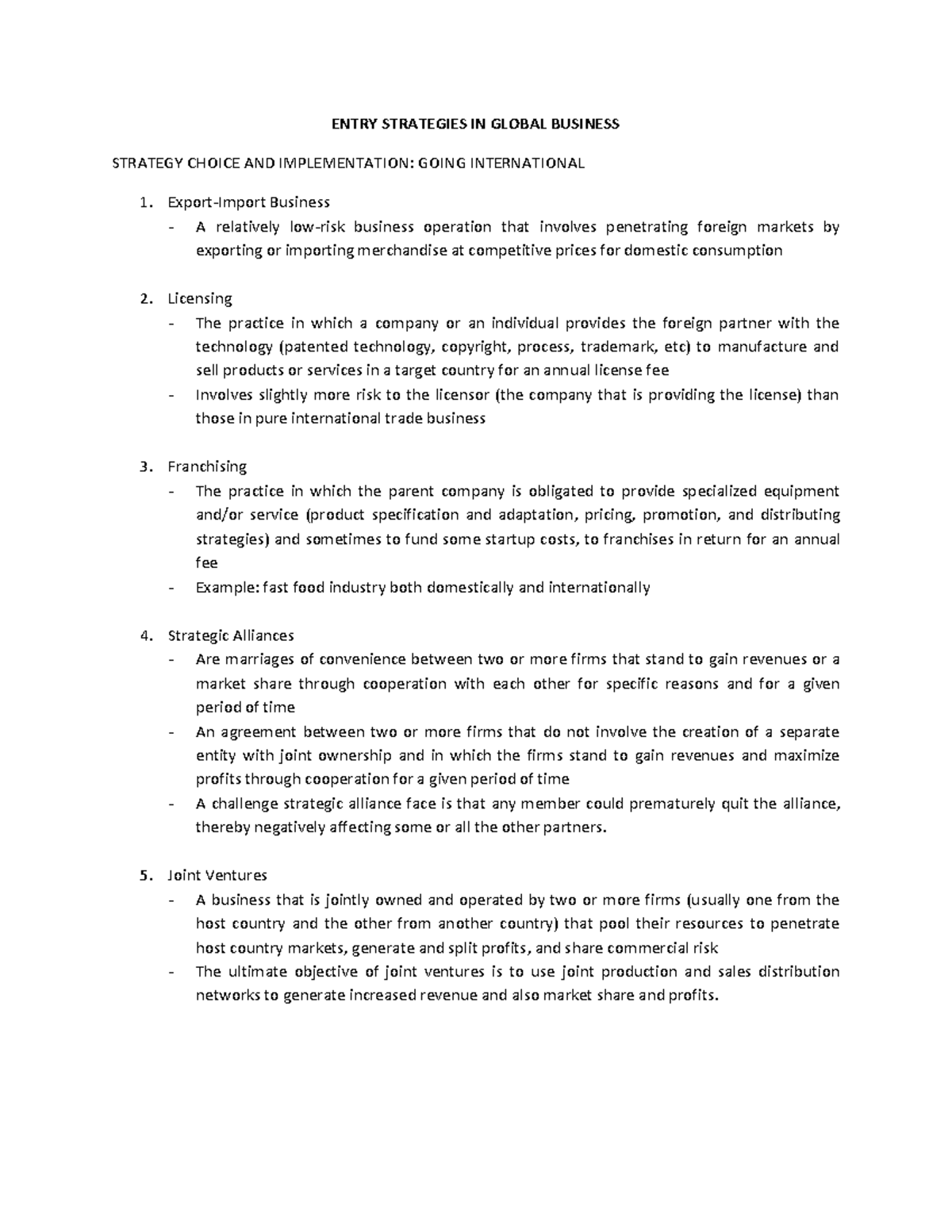 8 Module Entry- Strategies-IN- Global- Business - ENTRY STRATEGIES IN ...