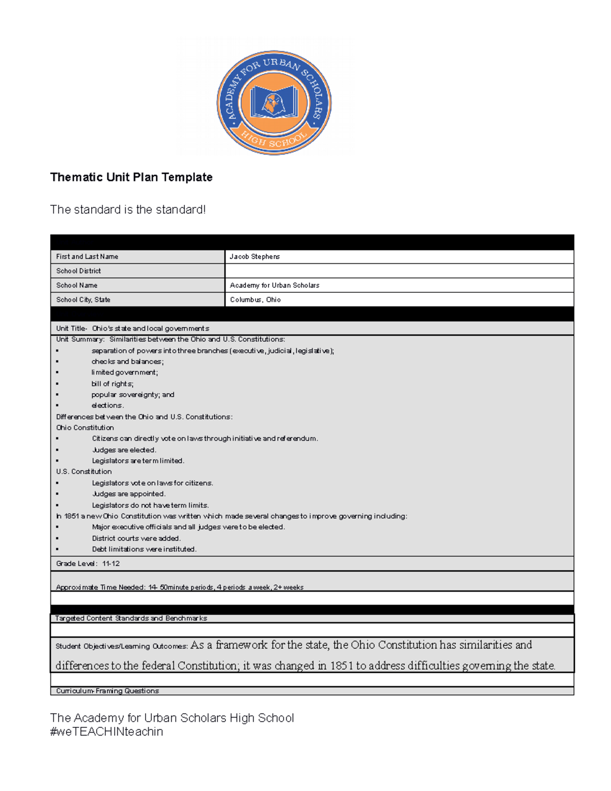 JStephens AUSC Thematic Lesson Plan Government march 24 - Thematic Unit ...