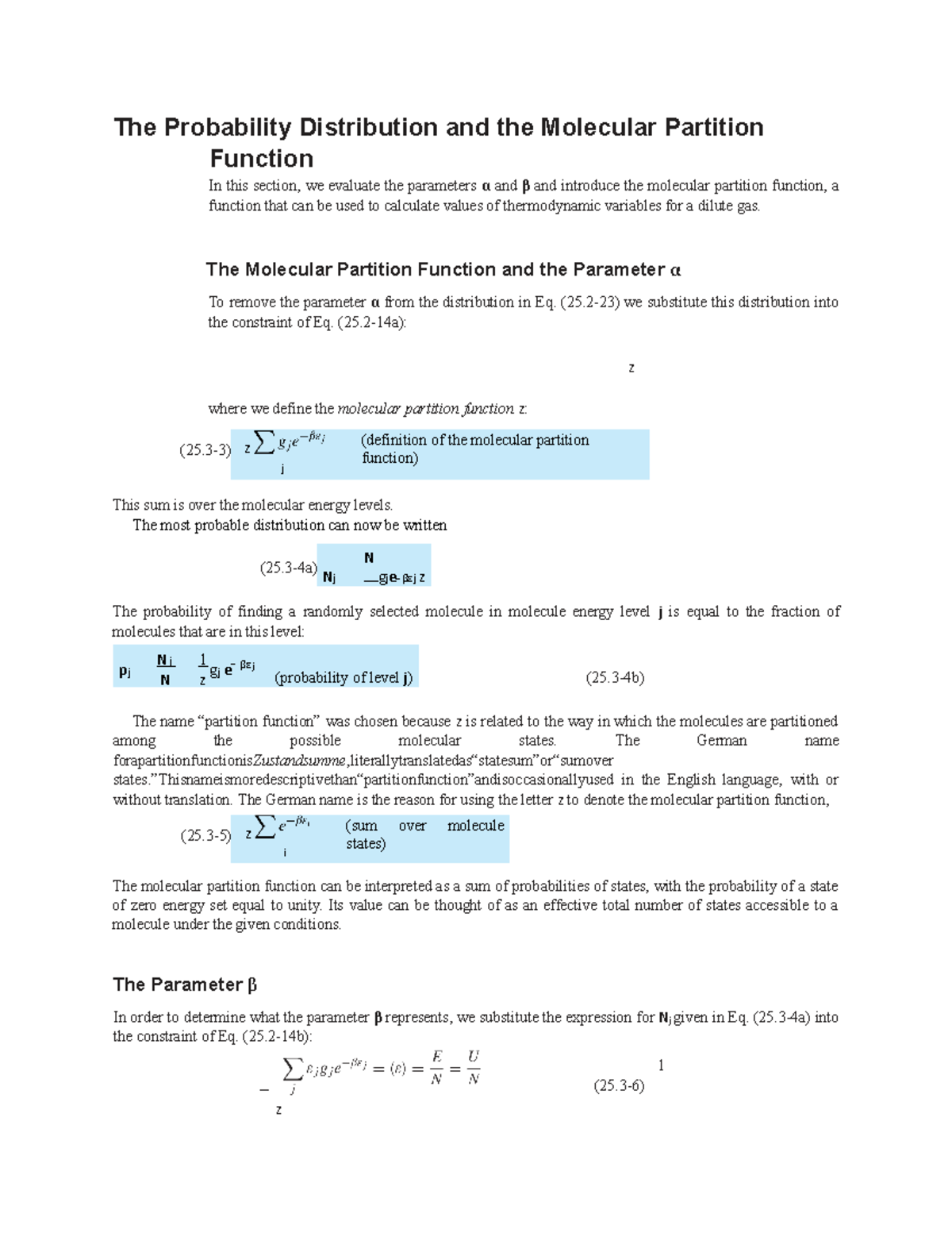 The Probability Distribution and the Molecular Partition Function - pj ...