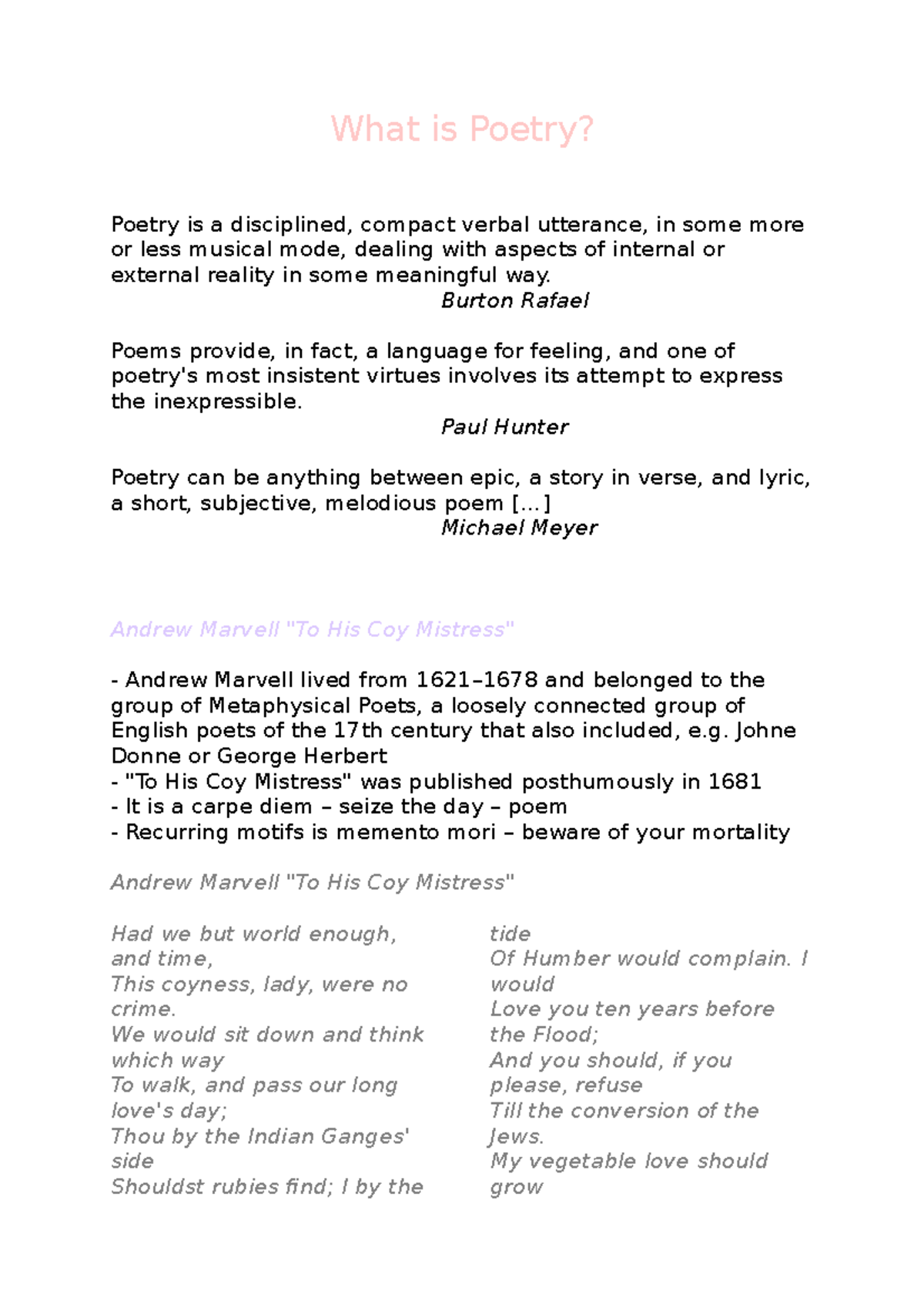 What is Poetry - What is Poetry? Poetry is a disciplined, compact ...