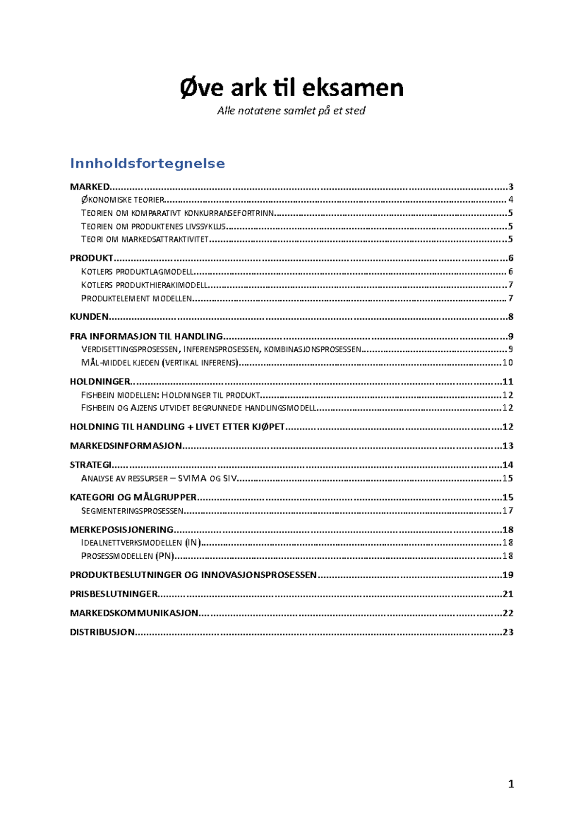 Oppsumering MF - Øverark eksamen - ark til eksamen Alle notatene samlet et sted ...