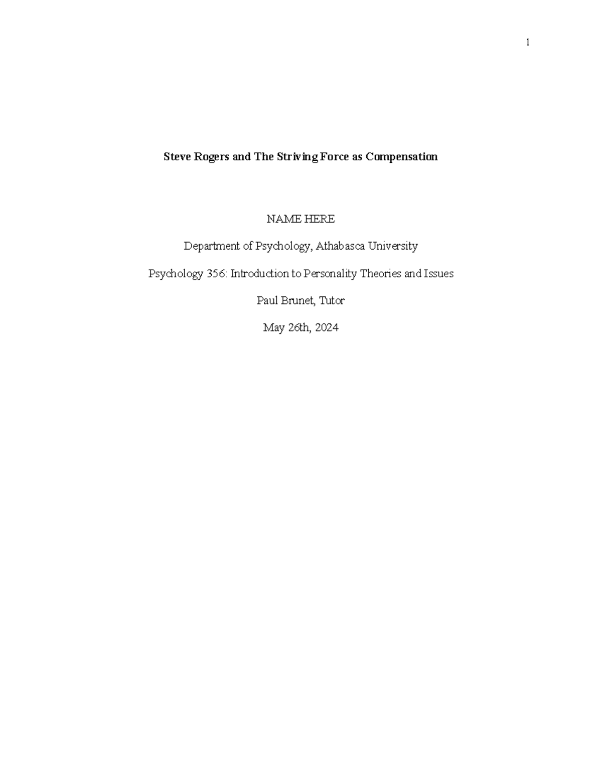 Steve Rogers and The Striving Force of Compensation - , 2021). Humans ...