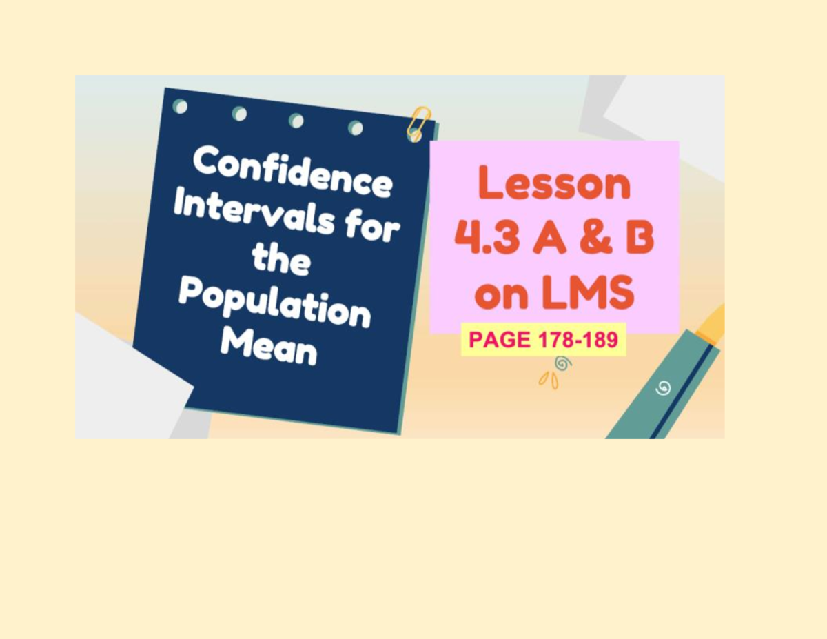 Statistics Lessons 3 - Confidence Intervals for the Population Mean ...