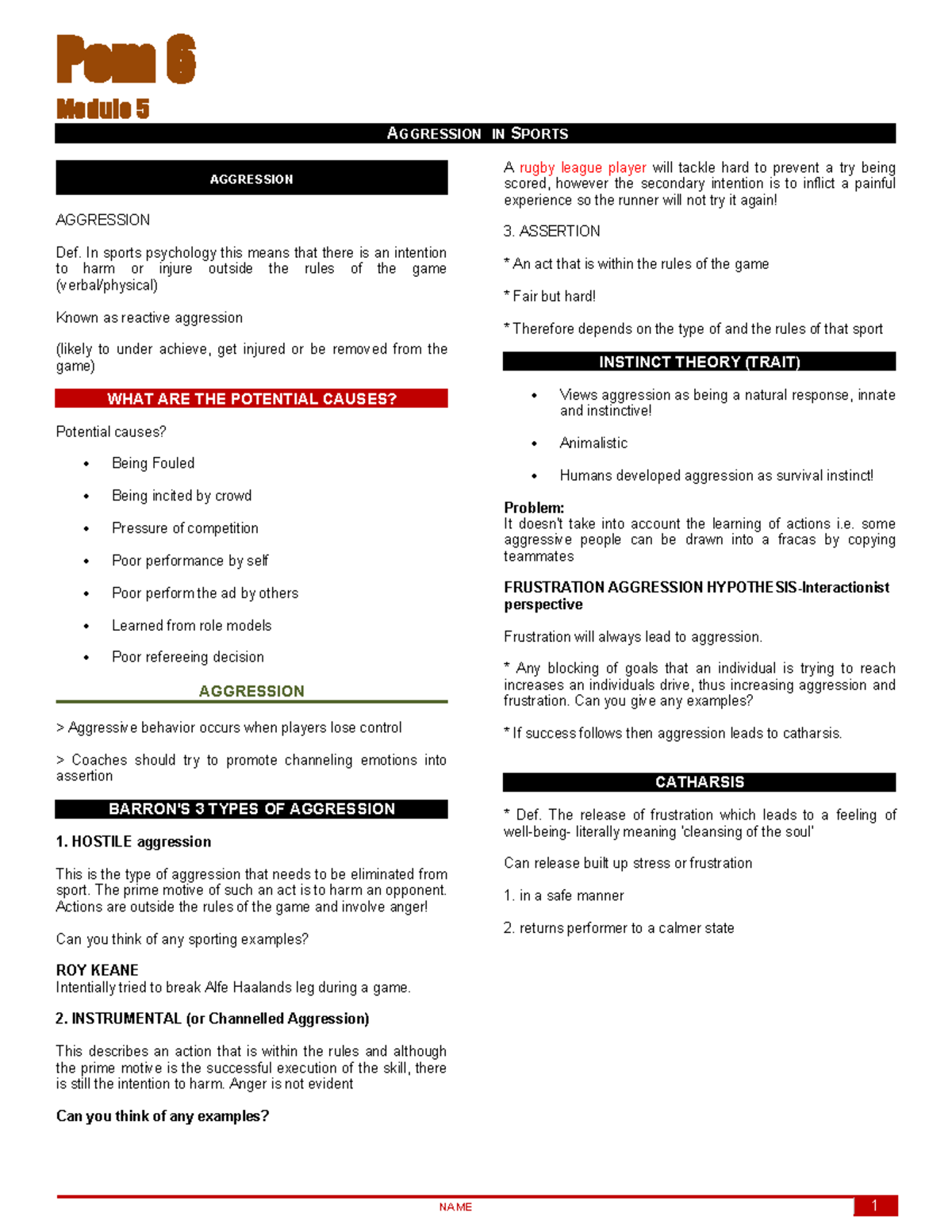 Module 5 pem 5 - EXERCISE AND SPORTS PSYCHOLOGY - Pem 6 Module 5 ...