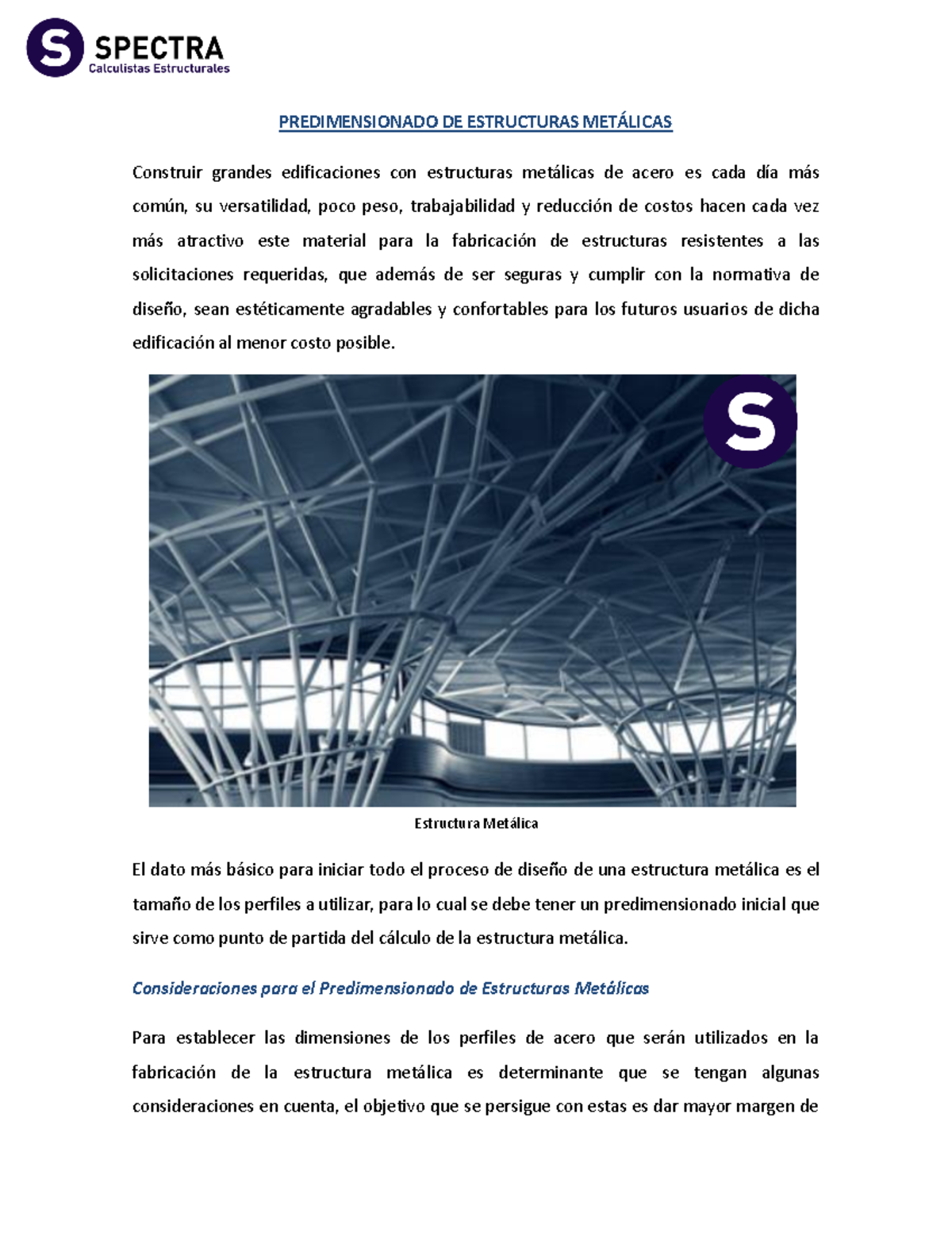 Predimensionado de Estructuras Metalicas Spectra - PREDIMENSIONADO DE ESTRUCTURAS MET¡LICAS ...