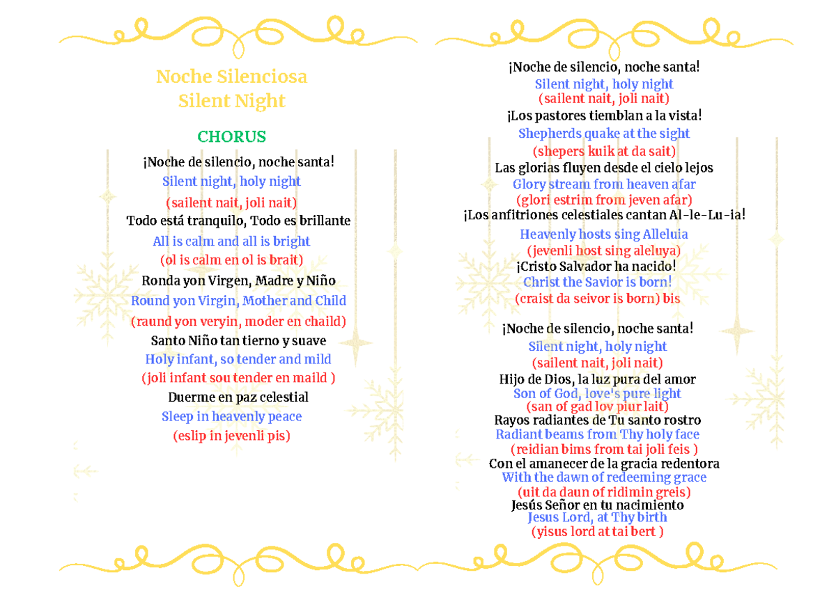 Silent Night - Carol - ¡Noche de silencio, noche santa! Noche ...