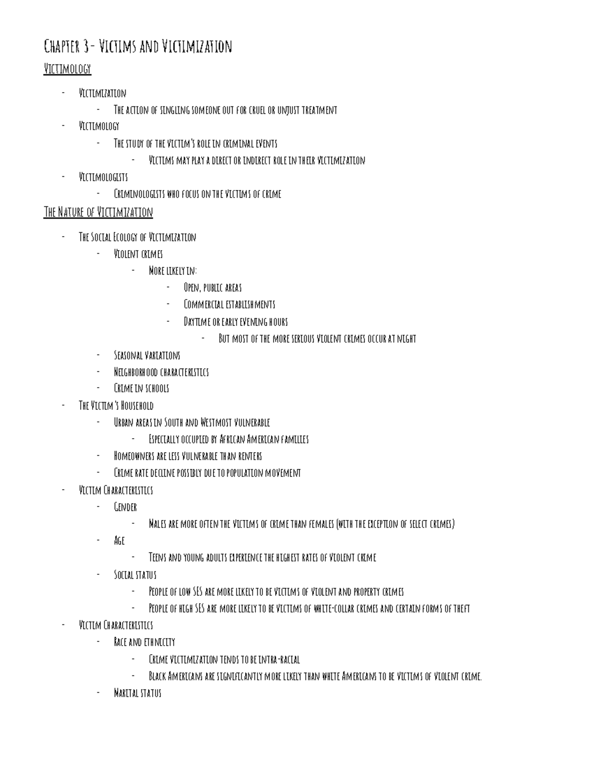 Criminology Victims and Victimization - Chapter 3- Victims and ...