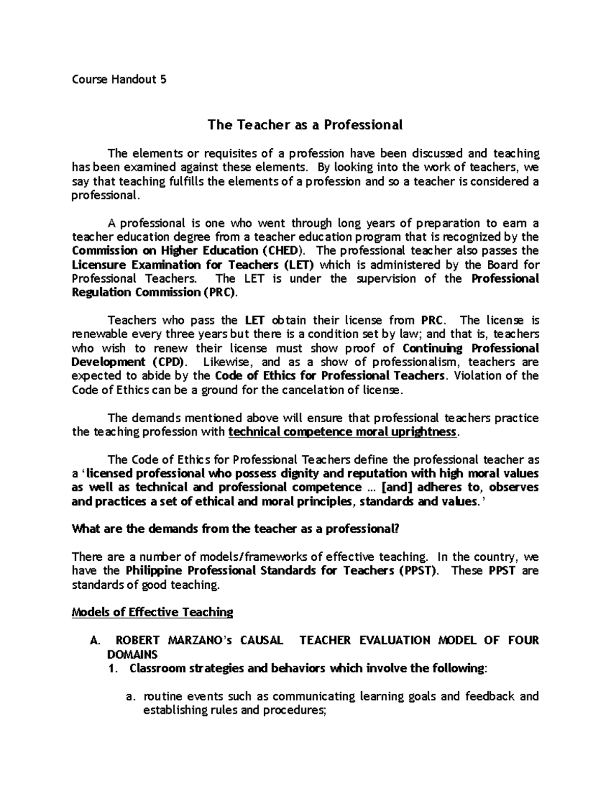 The Teacher as a Professional - By looking into the work of teachers ...