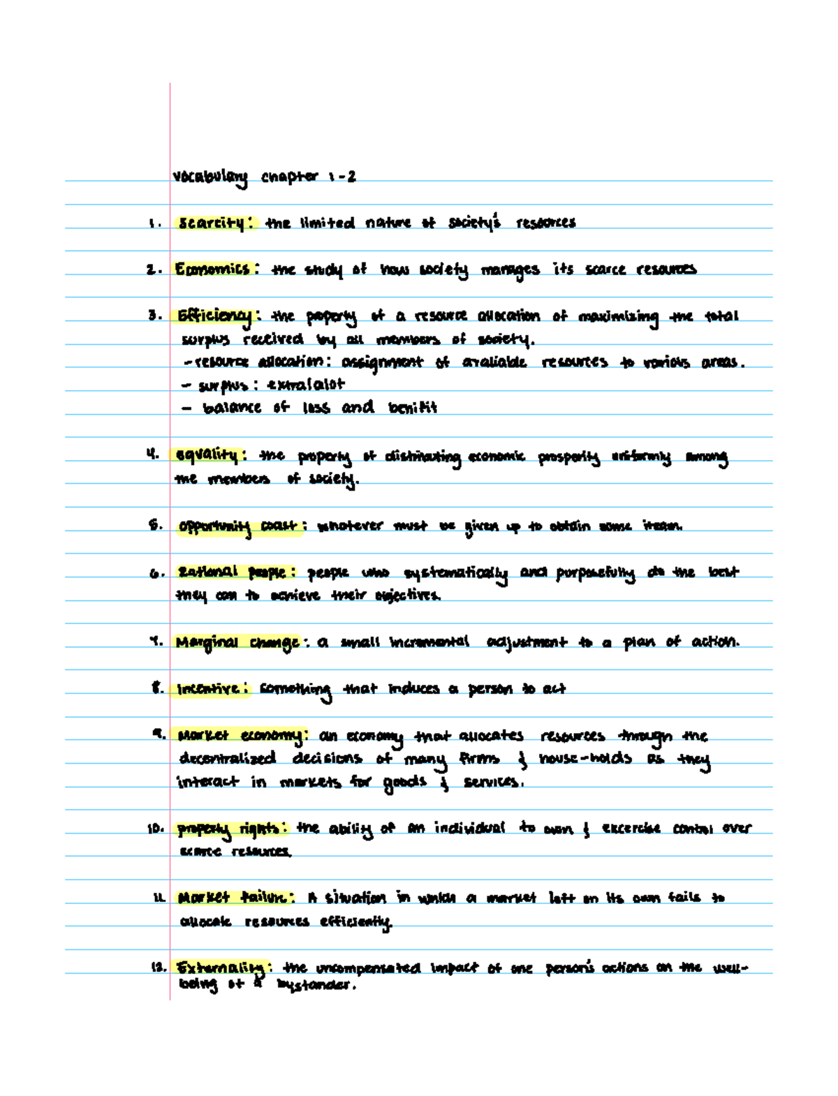 Small List of Chapter 1 Micro Economics Vocabulary Terms - vocabulary ...