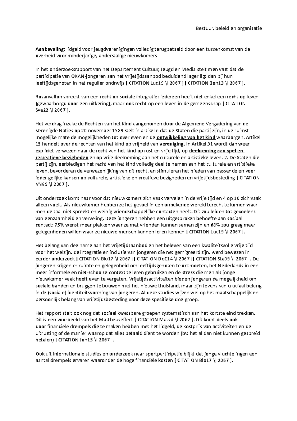 Indiviuele opdracht aanbeveling BBO - Aanbeveling: lidgeld voor ...